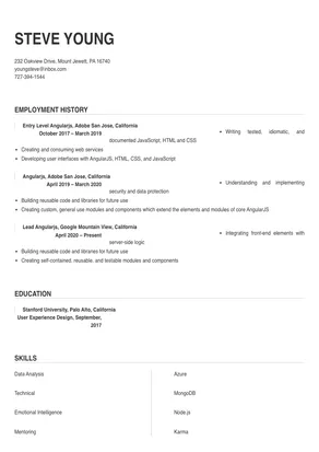 Angularjs Resume Sample & Tips | Online Resume Builder