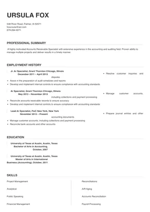 Ar Specialist Resume Sample & Tips | Online Resume Builder