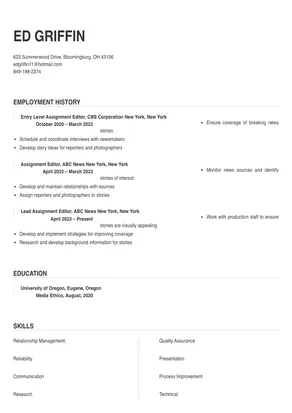 Assignment Editor Resume Sample & Tips | Online Resume Builder