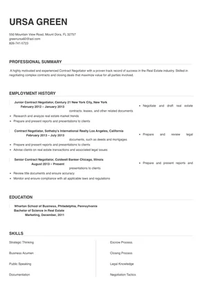 Contract Negotiator Resume Sample & Tips | Online Resume Builder