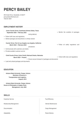 Courier Driver Resume Sample & Tips | Online Resume Builder