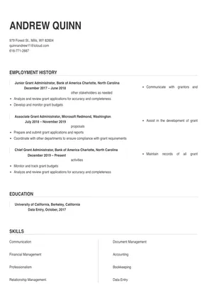 Grant Administrator Resume Sample & Tips | Online Resume Builder