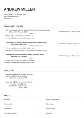Health Insurance Specialist Resume Sample & Tips | Online Resume Builder