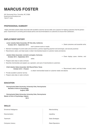 Jewelry Sales Associate Resume Sample & Tips | Online Resume Builder