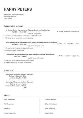 Member Service Representative Resume Sample & Tips | Online Resume Builder