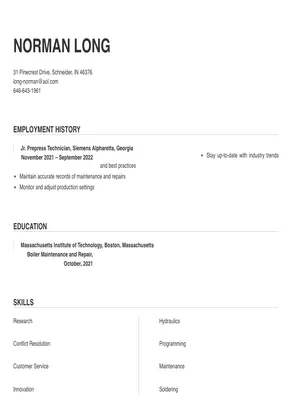 Prepress Technician Resume Sample & Tips | Online Resume Builder