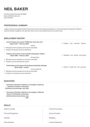 Property Accountant Resume Sample & Tips | Online Resume Builder